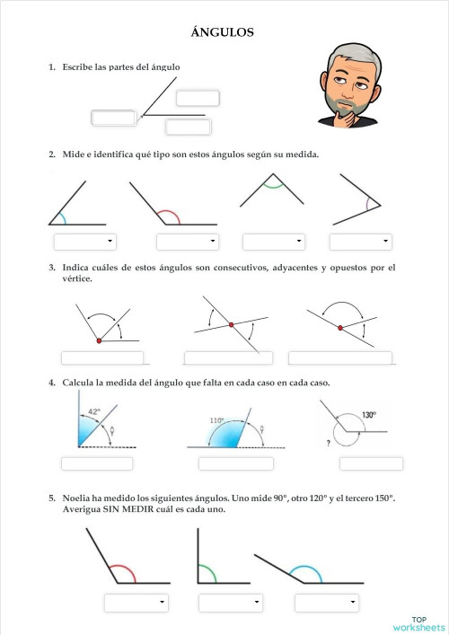 Medida de Angulos. Ficha interactiva | TopWorksheets Medida de Angulos. Ficha interactiva | TopWorksheets