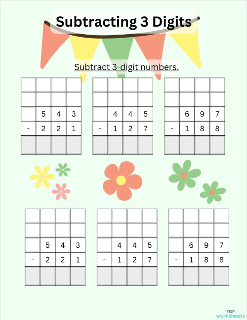 Subtracting 3 Digits II. Interactive worksheet | TopWorksheets