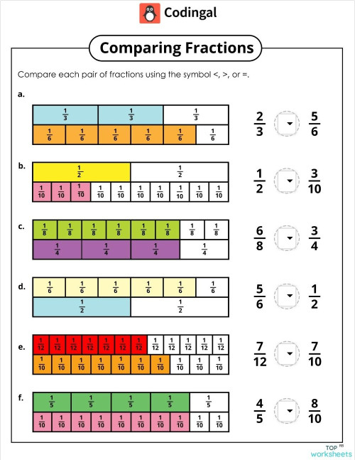 G04M08L24_WC01_Comparing fractions using visuals. Interactive worksheet ...