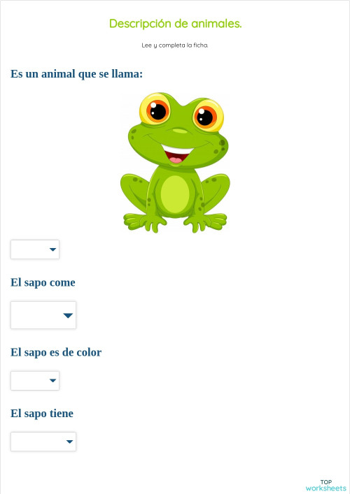Descripción de animales.. Ficha interactiva | TopWorksheets