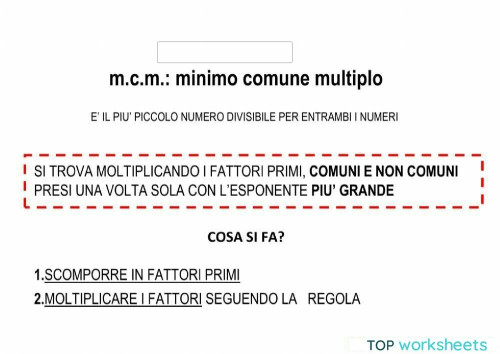 Minimo comune multiplo. Scheda interattiva | TopWorksheets