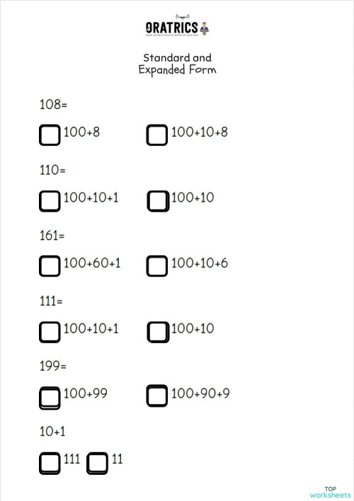 Standard and Expanded 222. Interactive worksheet | TopWorksheets