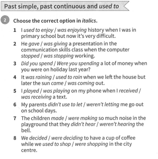 Complete PET Unit 2 (listening, used to, speaking). Interactive ...