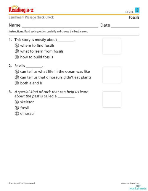 fossils level J. Interactive worksheet | TopWorksheets