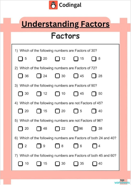 M_G04M06L14_WA02_Understanding Factors. Interactive worksheet | TopWorksheets