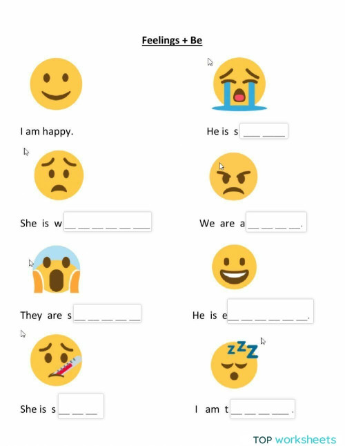 Feelings and Emotions + Be. Interactive worksheet | TopWorksheets