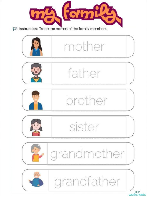 ACTIVITY TRACE MY FAMILY. Interactive worksheet | TopWorksheets