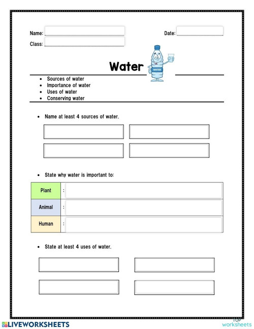 Water Conservation. Interactive worksheet | TopWorksheets
