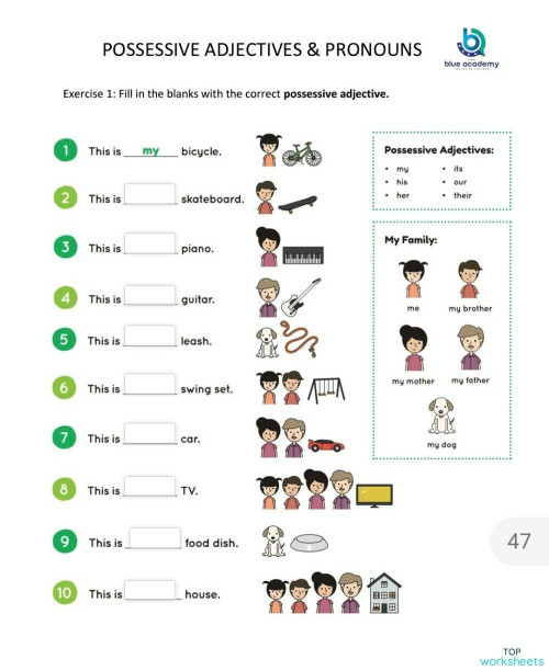 Possessive Adjectives Interactive Worksheet Ejercicios Interactivos