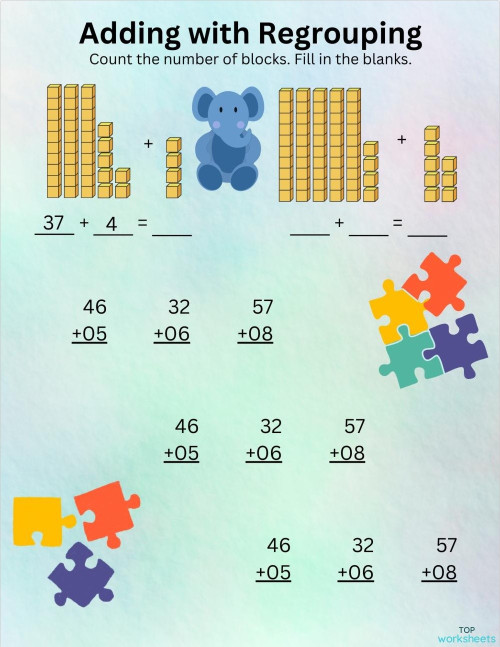 Adding with Regrouping. Interactive worksheet | TopWorksheets