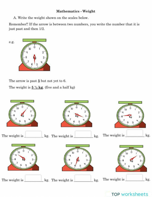 Reading a Scale kg. Interactive worksheet | TopWorksheets