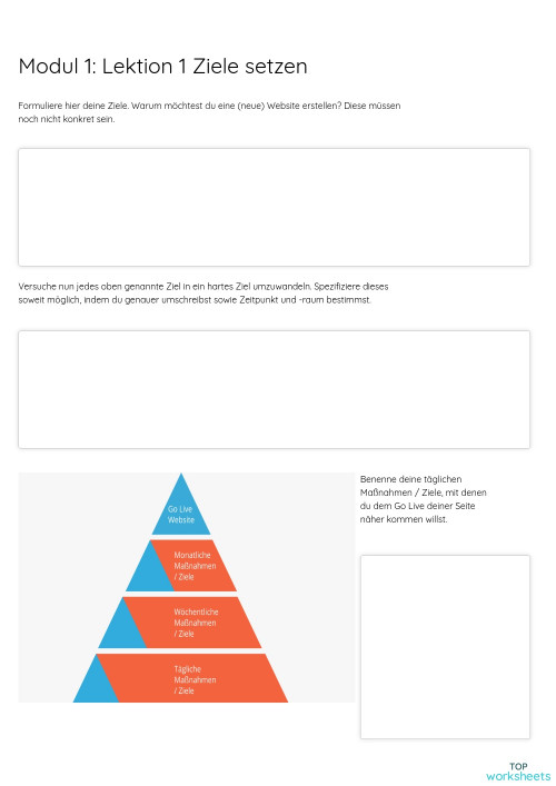 Modul 1: Lektion 1 Ziele setzen. Interaktives Arbeitsblatt | TopWorksheets