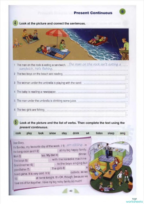 Present Continuous. Interactive worksheet | TopWorksheets