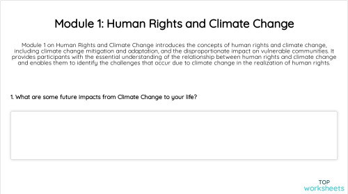 Module 1: Human Rights and Climate Change. Interactive worksheet ...