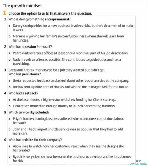 Growth Mindset. Interactive worksheet | TopWorksheets