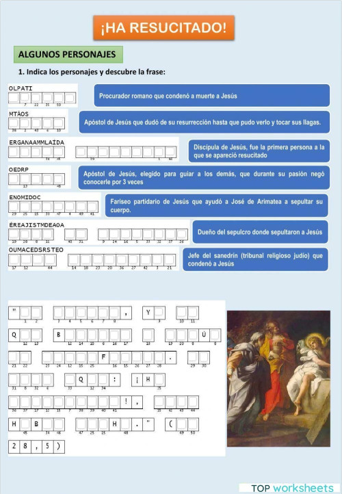 Ha resucitado. Ficha interactiva | TopWorksheets