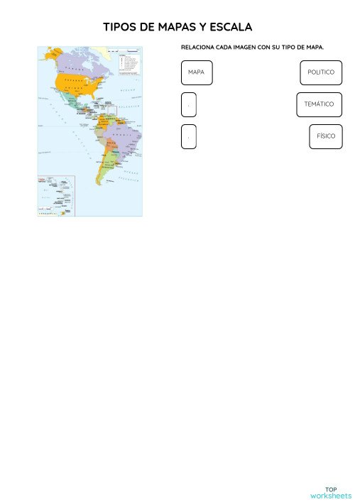 TIPOS DE MAPAS Y ESCALA. Ficha interactiva | TopWorksheets
