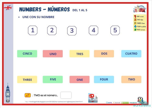Numbers 1 al 5.2. Ficha interactiva | TopWorksheets