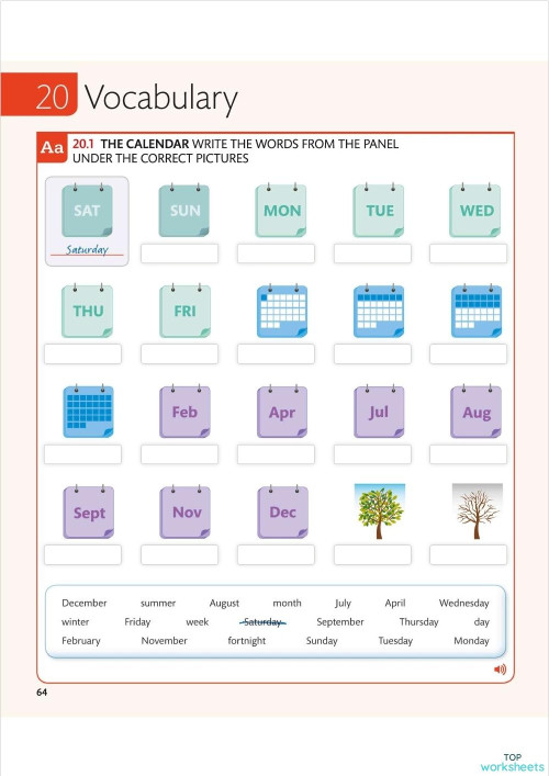 Calendar And Ordinal Numbers Interactive Worksheet Topworksheets 8387