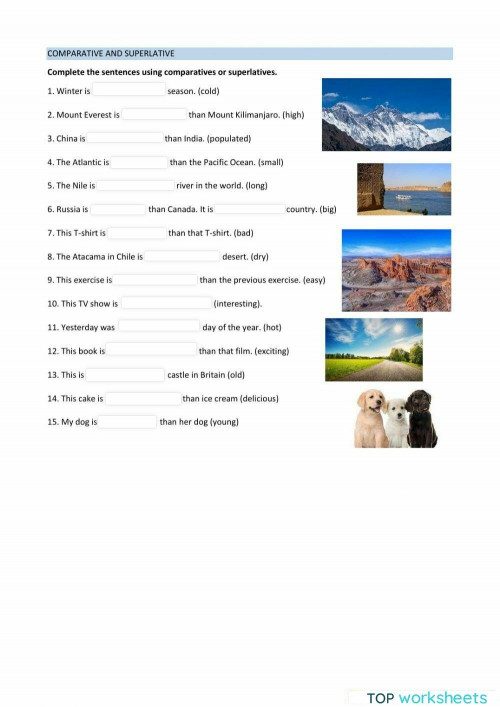 Comparatives and Superlatives for second year. Interactive worksheet ...