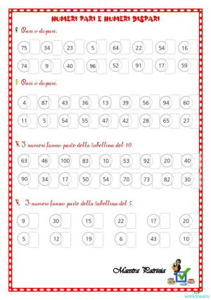 PARI E DISPARI. Scheda interattiva | TopWorksheets