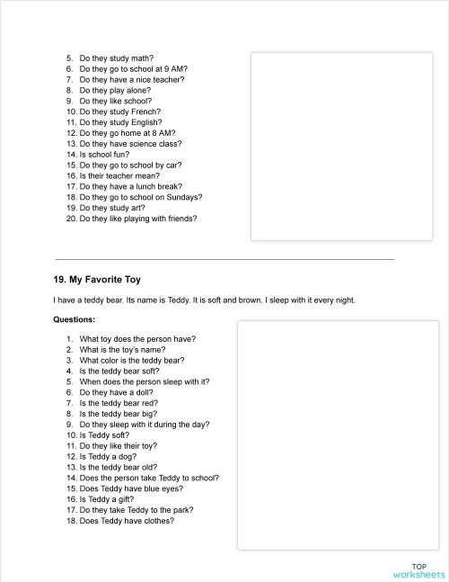 reading comprehension A1. Interactive worksheet | TopWorksheets