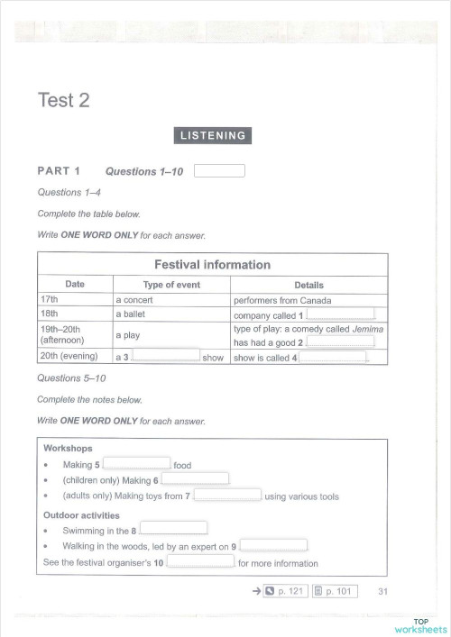 Cambridge IELTS 15 - Test 2 - Listening. Interactive worksheet ...