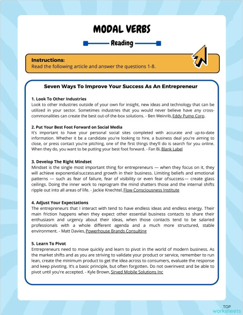 MODAL VERBS. Interactive worksheet | TopWorksheets