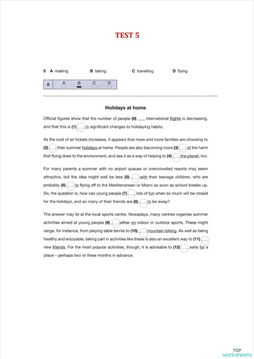 Paper 1 Part 1 Use of English. Interactive worksheet | TopWorksheets