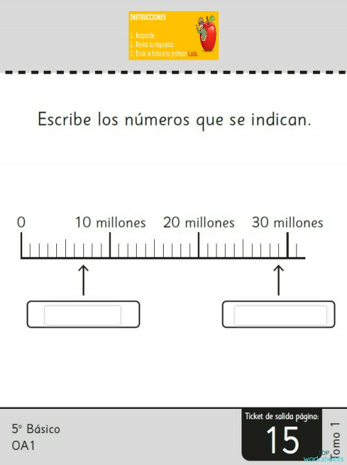 Ticket de salida: matemática 5b-15. Ficha interactiva | TopWorksheets