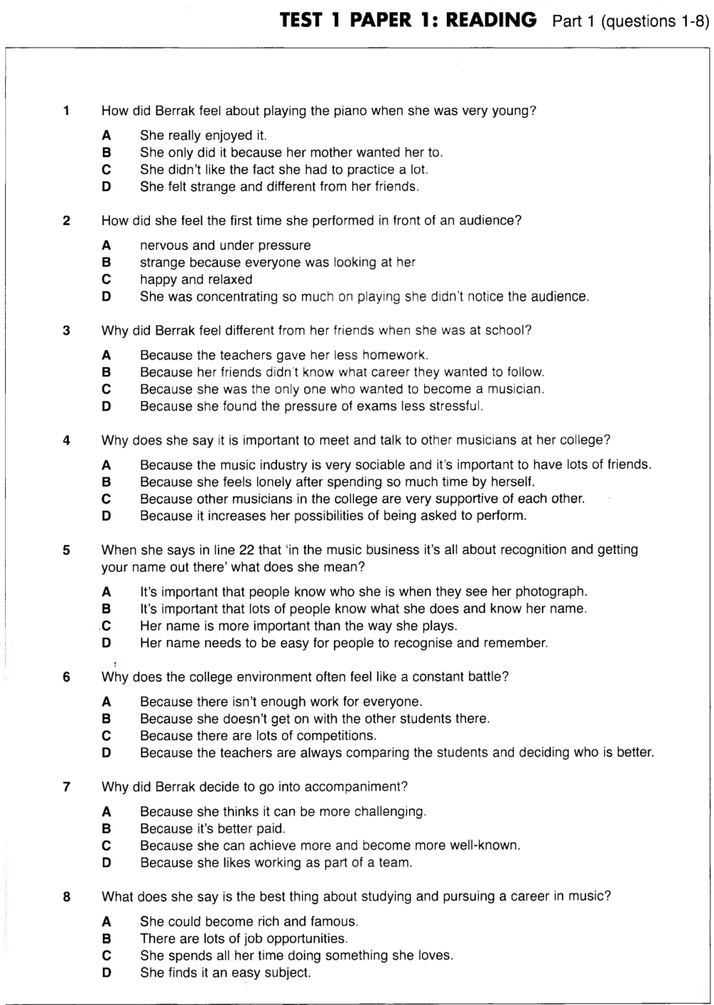 READING AND USE OF ENGLISH TEST 1. Interactive worksheet | TopWorksheets