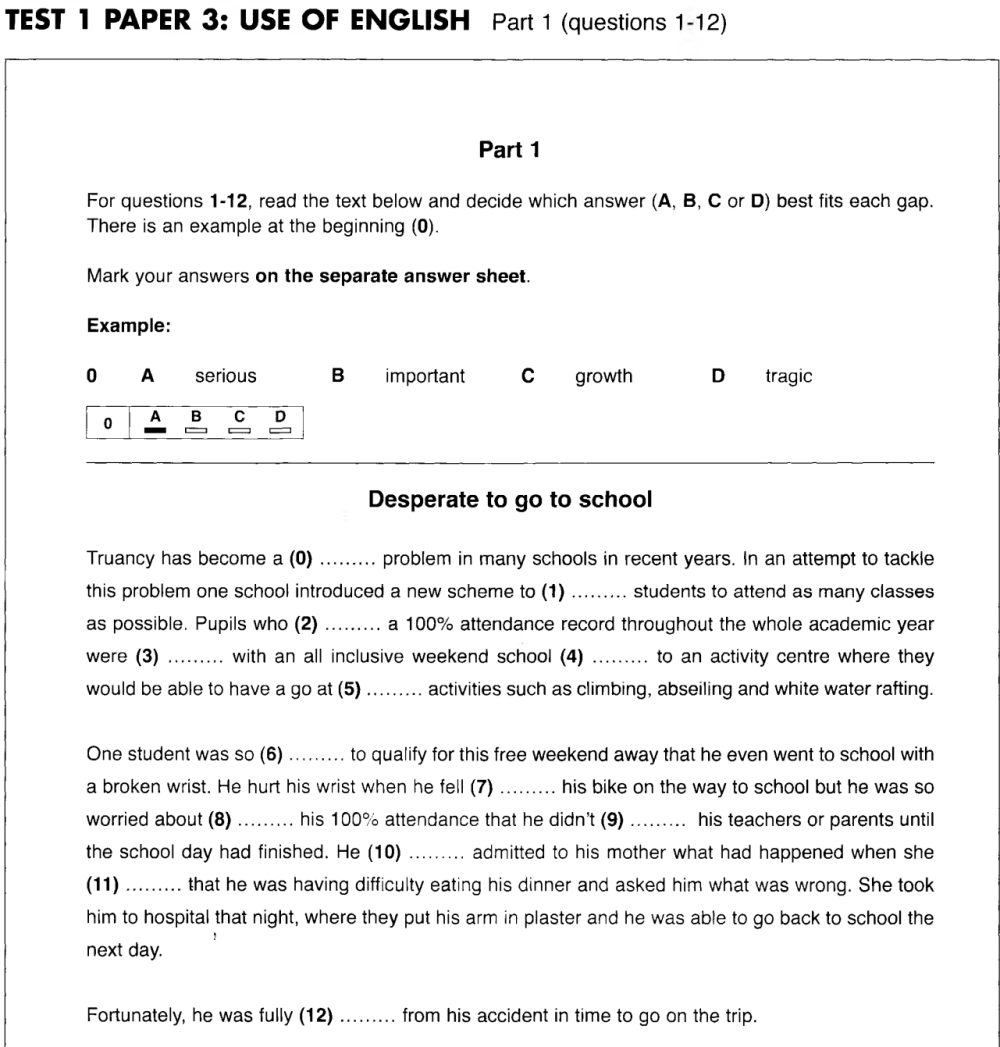 READING AND USE OF ENGLISH TEST 1. Interactive worksheet | TopWorksheets