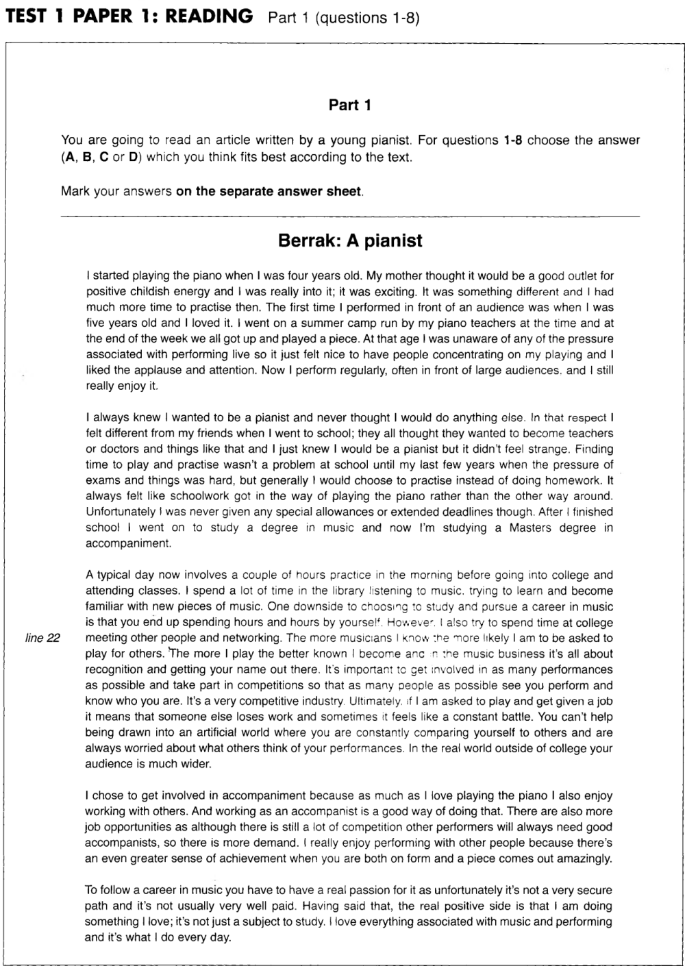 READING AND USE OF ENGLISH TEST 1. Interactive worksheet | TopWorksheets