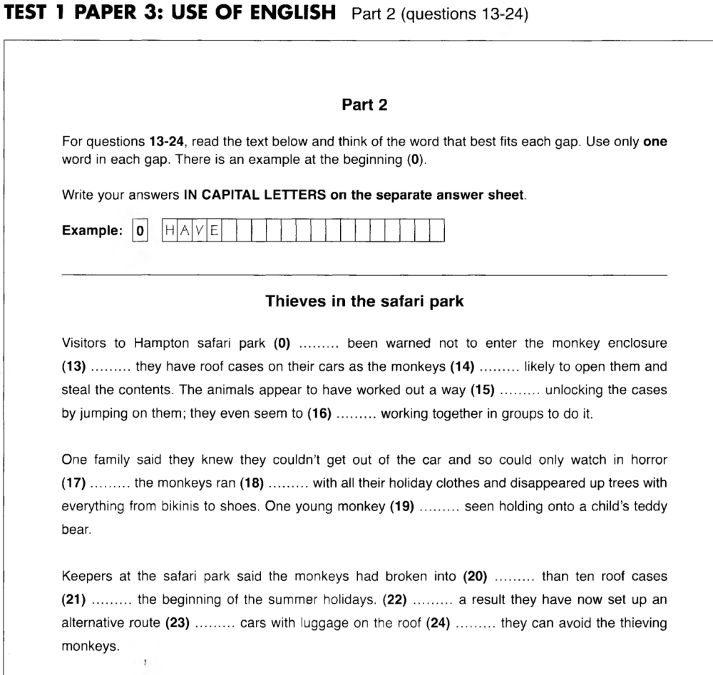 READING AND USE OF ENGLISH TEST 1. Interactive worksheet | TopWorksheets
