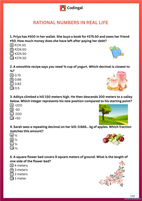 M_G06M04L12_WC01_Rational_Numbers_in_ Real_Life_1. Interactive worksheet | TopWorksheets