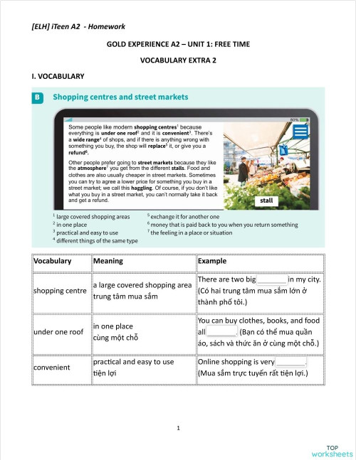 Lesson 2 - Vocabulary Extra. Interactive worksheet | TopWorksheets