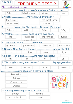 TEST 2 GRADE 7. Interactive worksheet | TopWorksheets