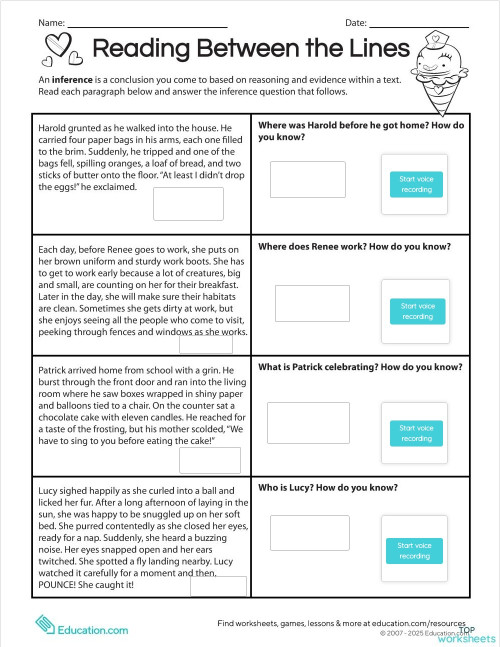 Making Inferences 4-8. Interactive worksheet | TopWorksheets
