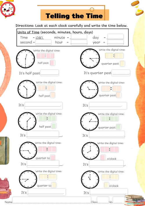 Telling the time worksheet. Interactive worksheet | TopWorksheets