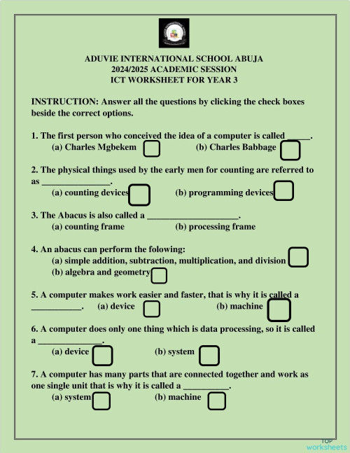 YEAR 3 ICT WORKSHEET. Interactive worksheet | TopWorksheets