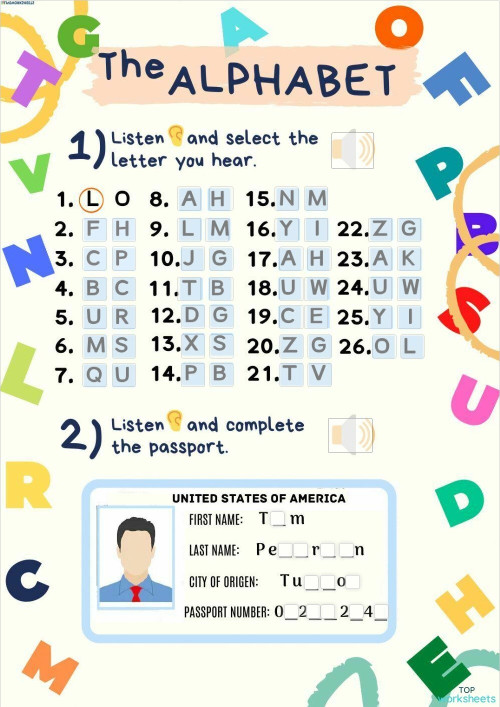 The Alphabet. Interactive worksheet | TopWorksheets