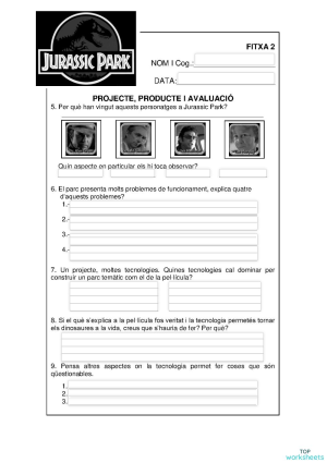 Jurassic Park 2. Fitxa interactiva | TopWorksheets