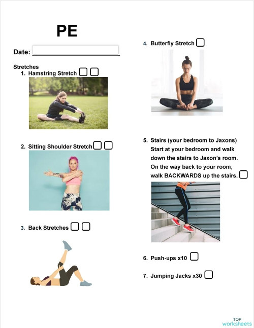 12/8/23 PE Checklist. Interactive worksheet | TopWorksheets
