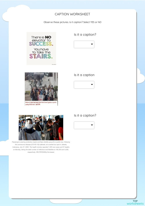 CAPTION WORKSHEET. Interactive worksheet | TopWorksheets