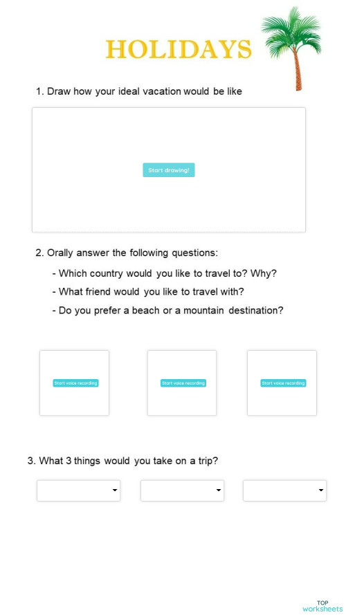 Holidays worksheet. Interactive worksheet | TopWorksheets