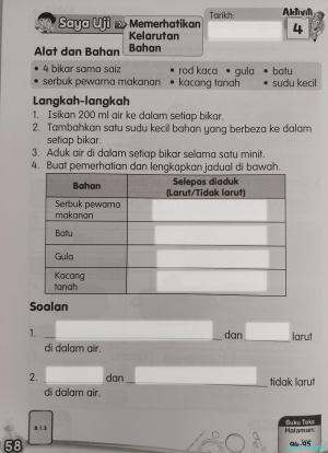 memerhati kelarutan. Interactive worksheet | TopWorksheets