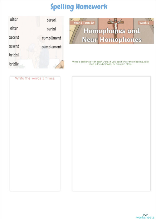 Spellings 2A5 HFW 10. Interactive worksheet | TopWorksheets