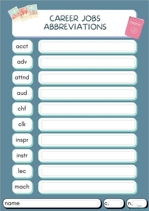 Abbreviations. Interactive worksheet | TopWorksheets