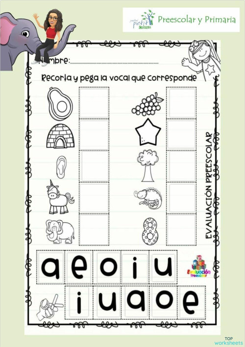 Vocales: fichas interactivas y ejercicios online | TopWorksheets