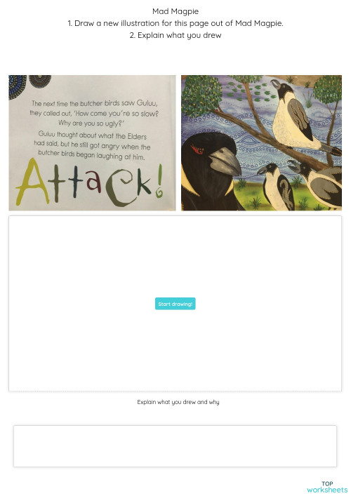 Mad Magpie Drawing. Interactive worksheet | TopWorksheets